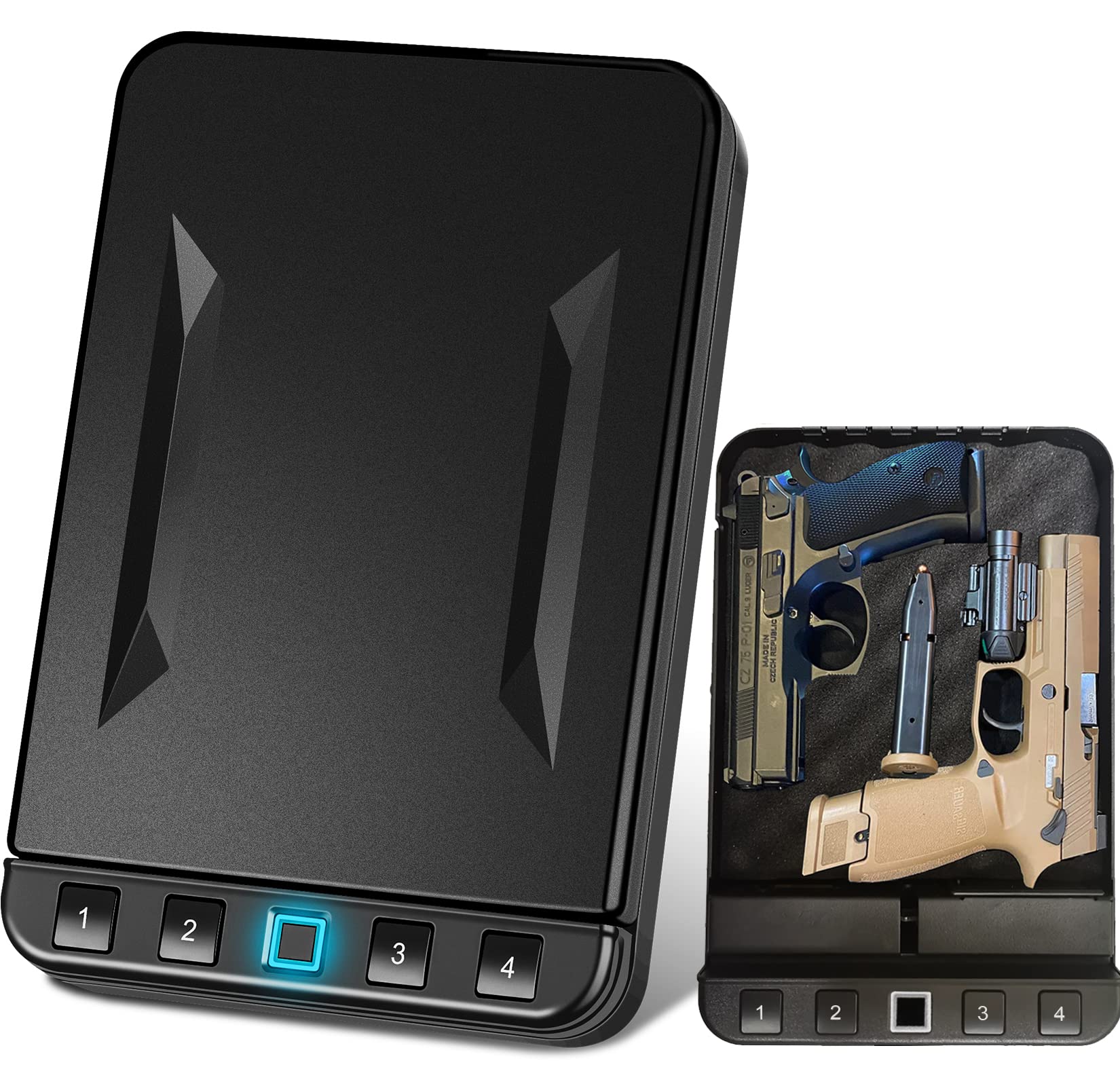 Biometric Gun Safe for Pistol, Quick Access Fingerprint Handgun Safe ...