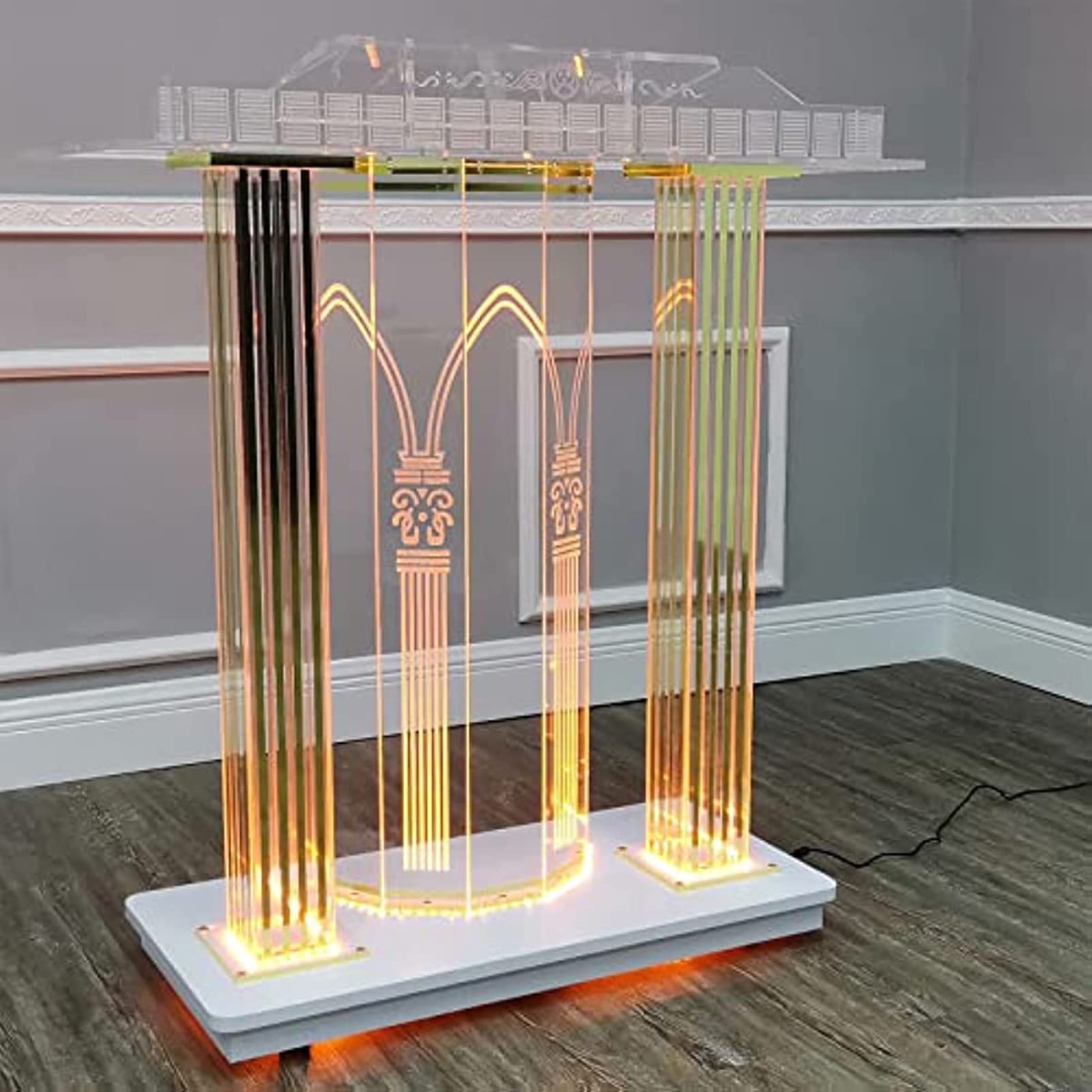 Buy Acrylic Podium Stand, Transparent Vertical Reading Platform, Gold ...