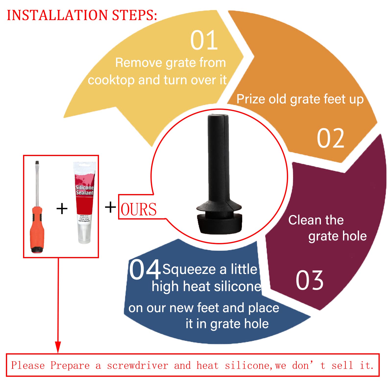 Snapklik.com : WB02X24790 Grate Rubber Feet For GE Gas Stove Top Range ...