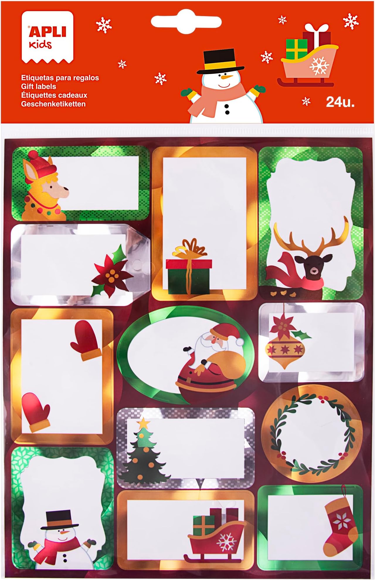 APLI Kids 19607 - Étiquettes cadeaux de Noël - 24 autocollants pour ...