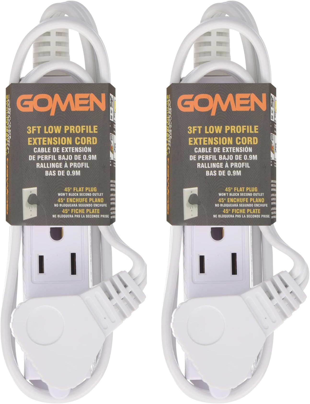 GE 3-Outlet Flat Extension Cord 15 Ft Grounded Extension Cord with ...