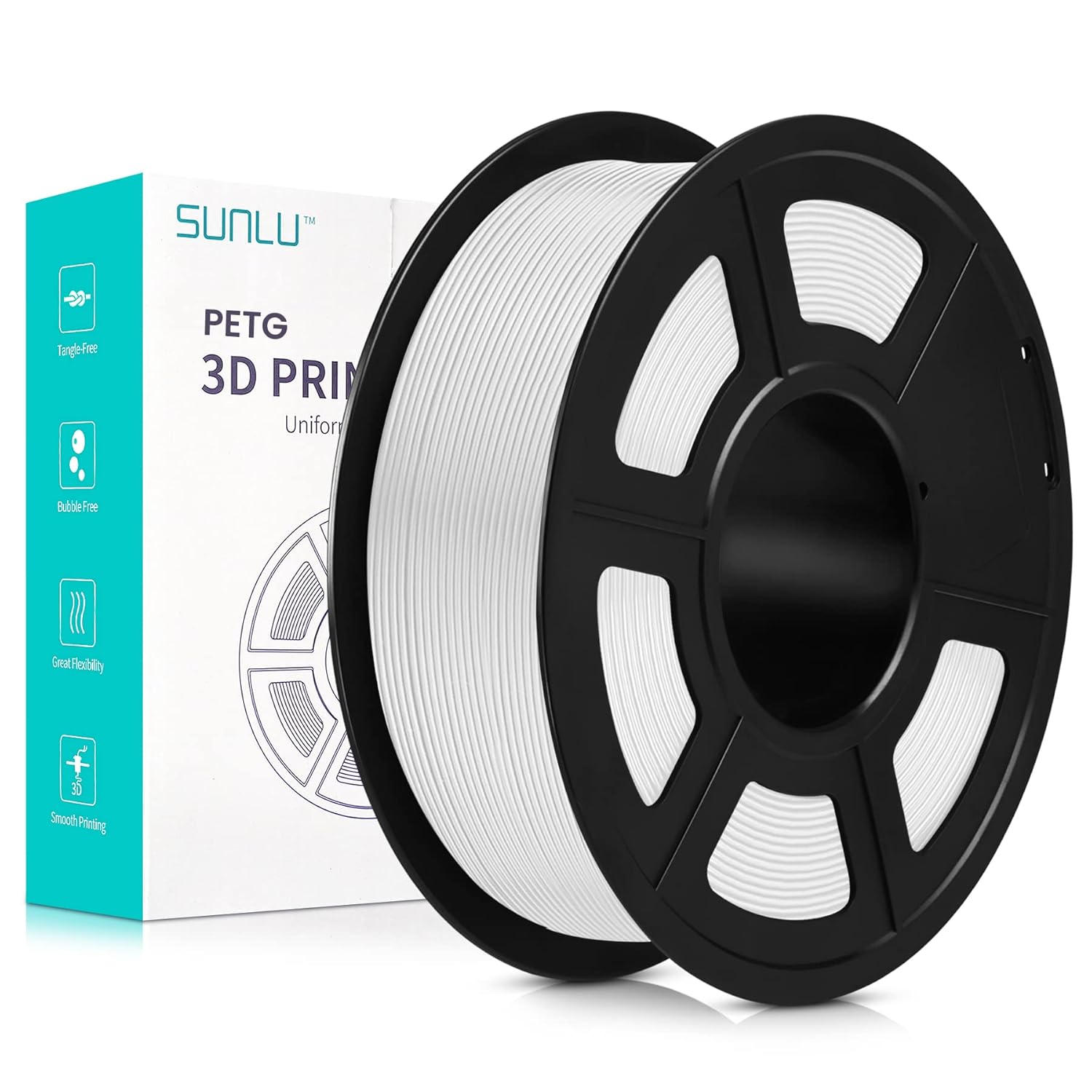 SUNLU 3D Printer Filament, Toughness PETG Filaments for 3D Printing, Neatly Wound Filament, High ...
