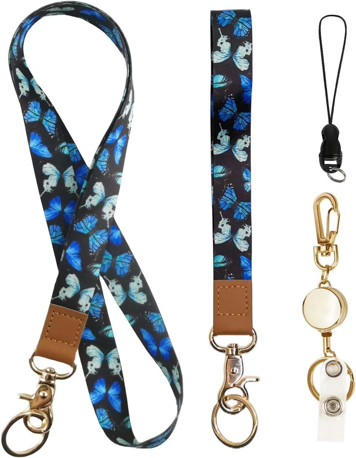 Amazon.com : Navy Blue Lanyard/Keychain with Key Ring and Retractable ...