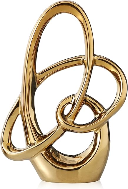 Modern Gold Knots Decor Ceramic Statue Abstract Home Accent Tabletop ...