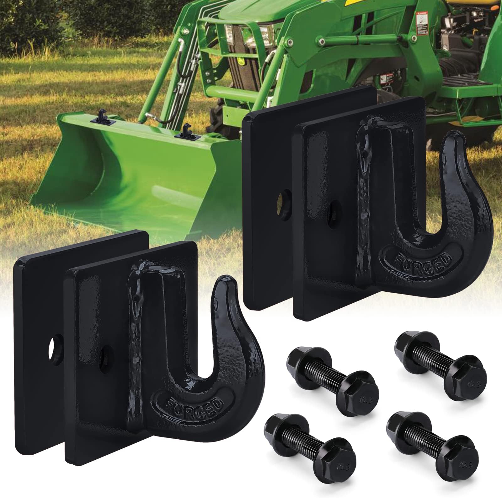 Amazon.com: 2 Pack 3/8" Tractor Bucket Hooks with Tie Down Ring - Grade ...