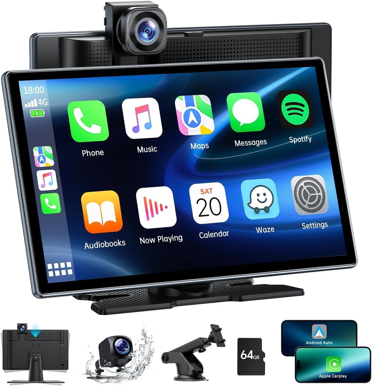Amazon.com: ATOTOEXCEL Wireless Portable CarPlay Screen for Car, 9 ...