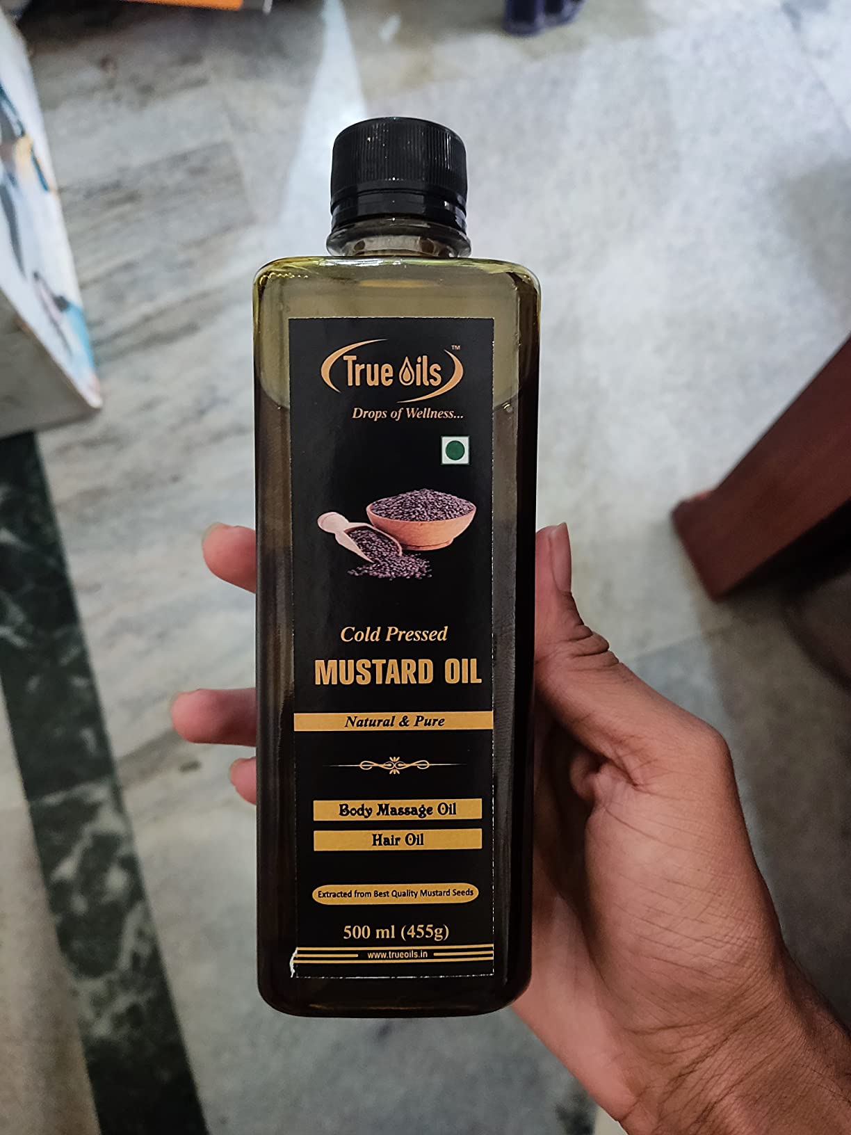 True Oils Cold Pressed Edible Mustard Oil for cooking, Hair, Body, Skin ...