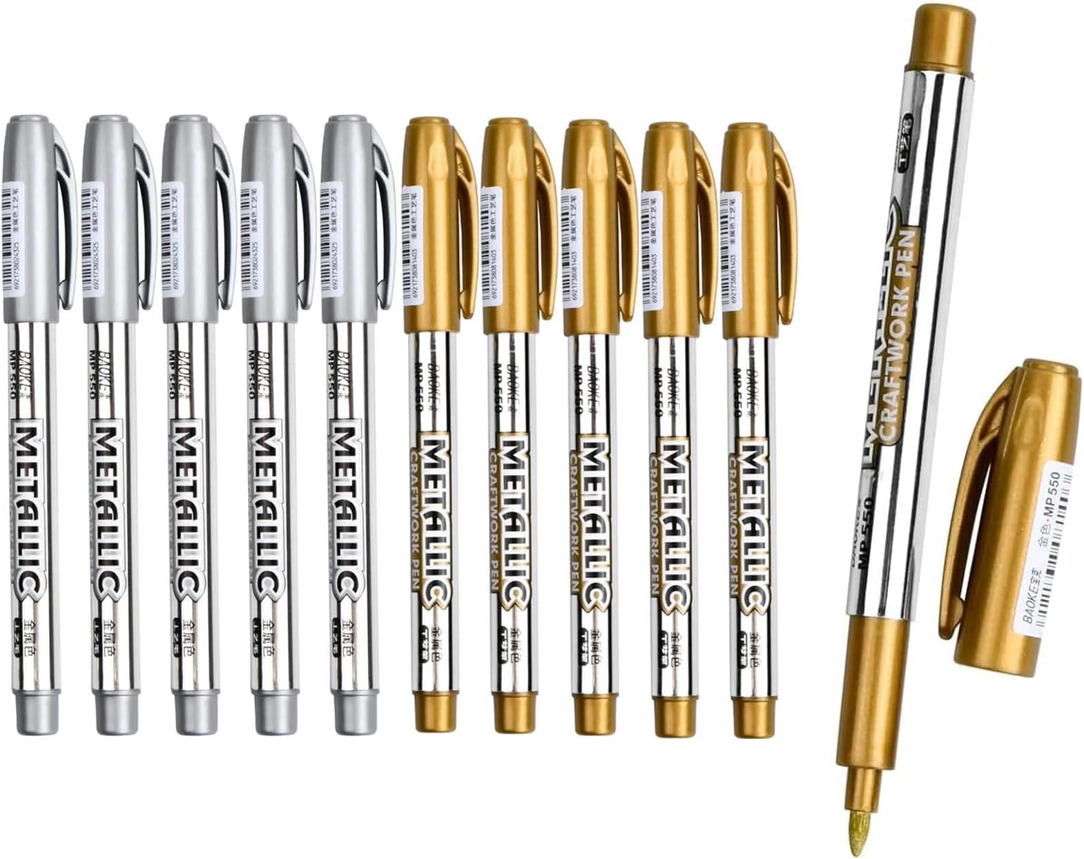 JBLJDWD 10 Pcs Gold Marker Pen, Gold Pen, Easy To Use Silver Pen Clear ...