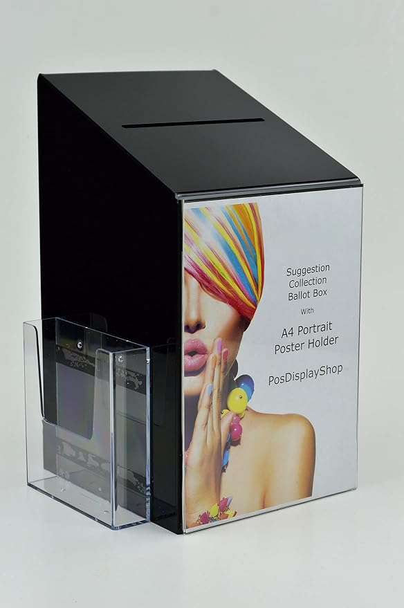 Pos Display Shop Large Black Acrylic Ballot Box Comments Box Feedback ...