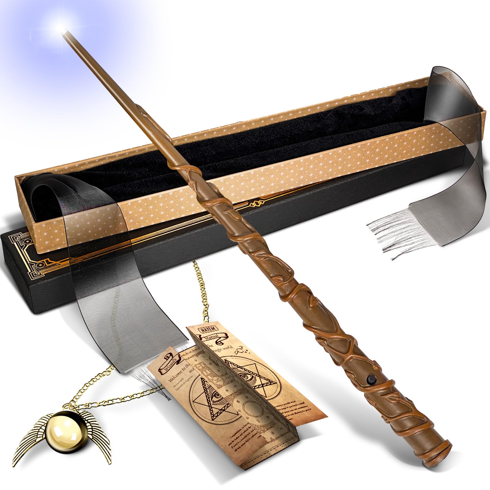 Amazon.com: Natem Light Up Wizard Wand, Rechargeable Lighting Witch ...