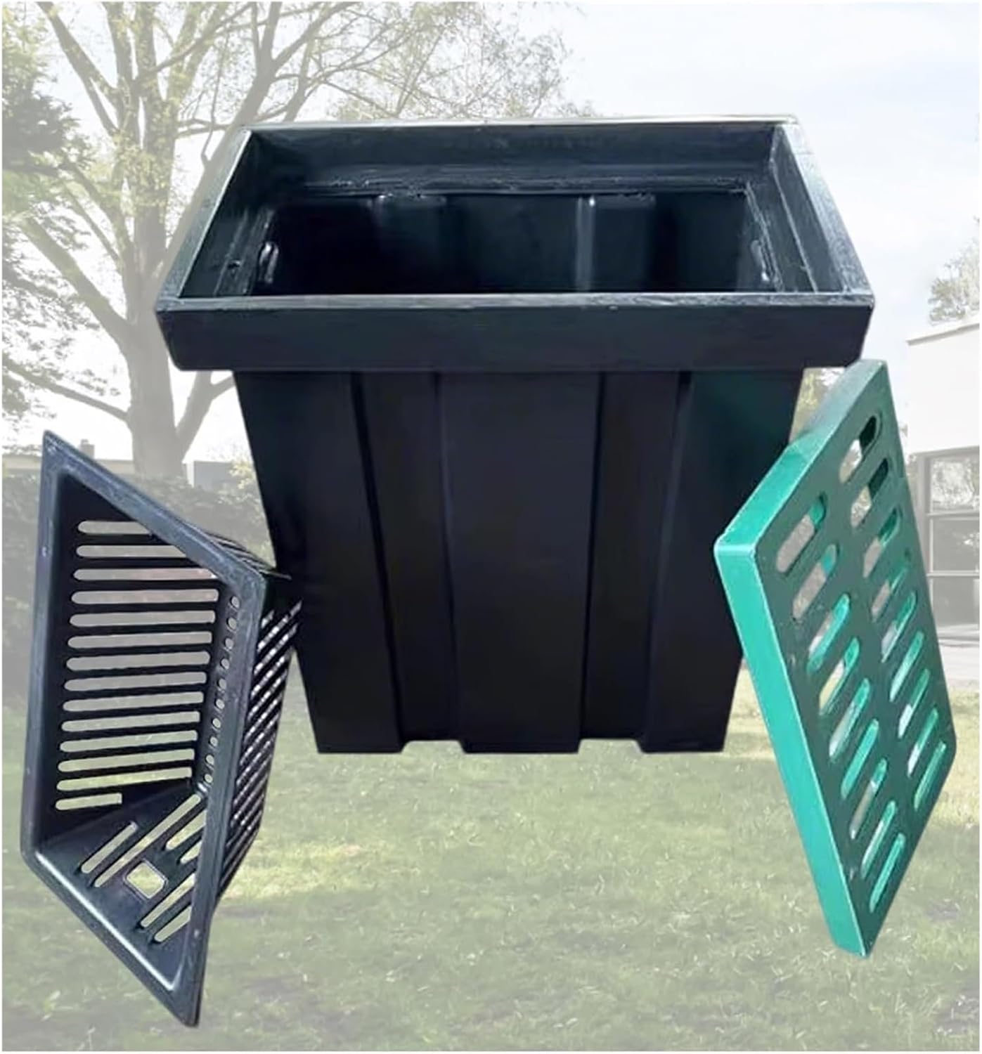 PE Catch Basin with Grate & Debris Basket - Heavy Duty Drainage for ...