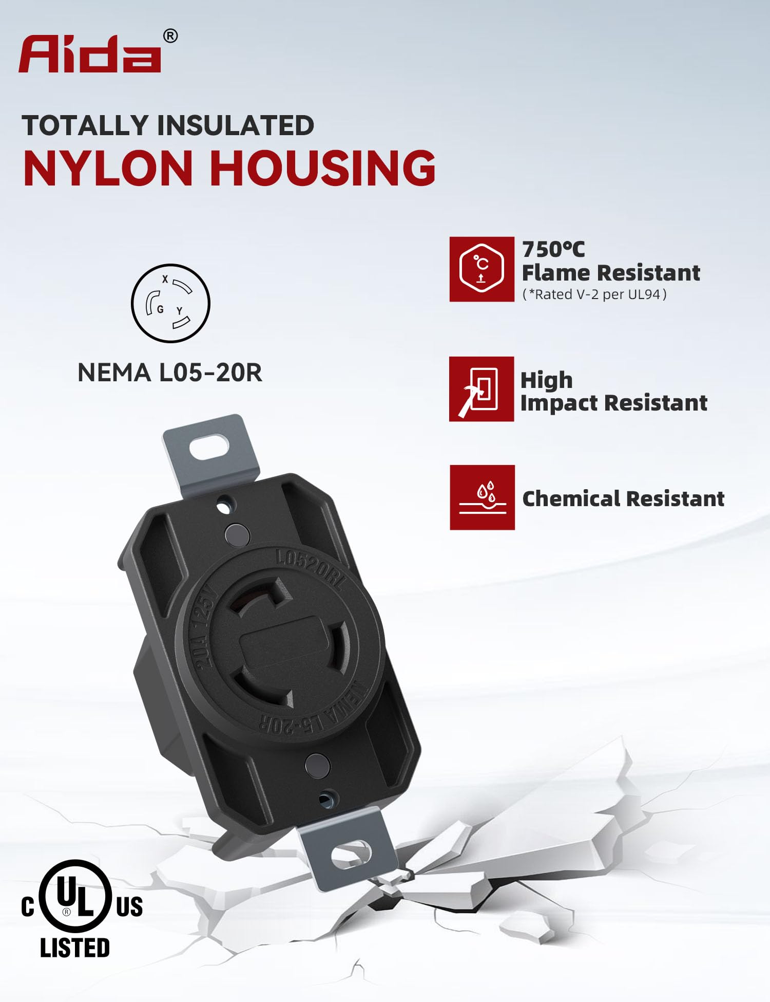 Snapklik.com : NEMA L5-20R Flush Mounting Locking Receptacle, Twist ...