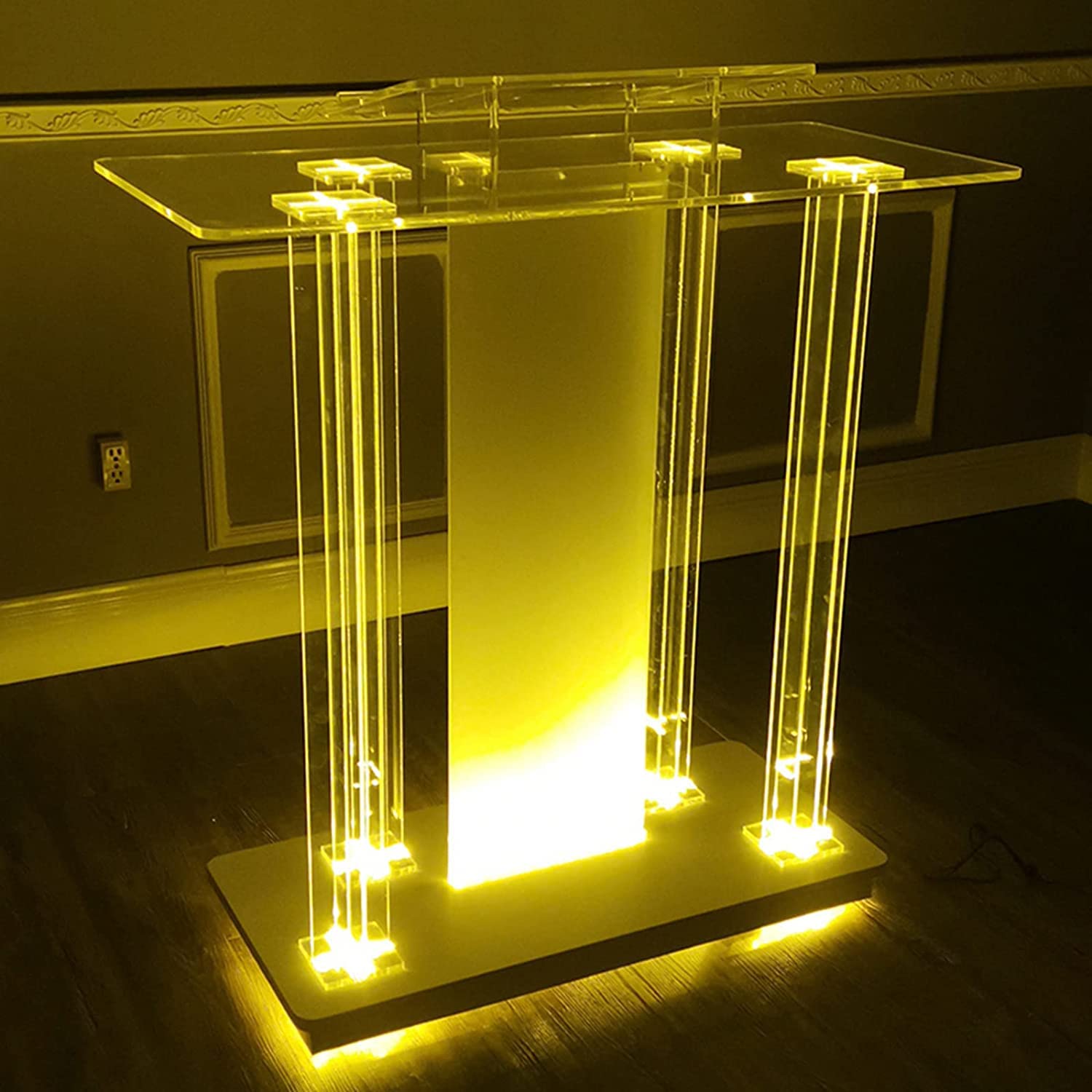 Floor Podium With Led Lights Rolling Podium With Casters Acrylic ...