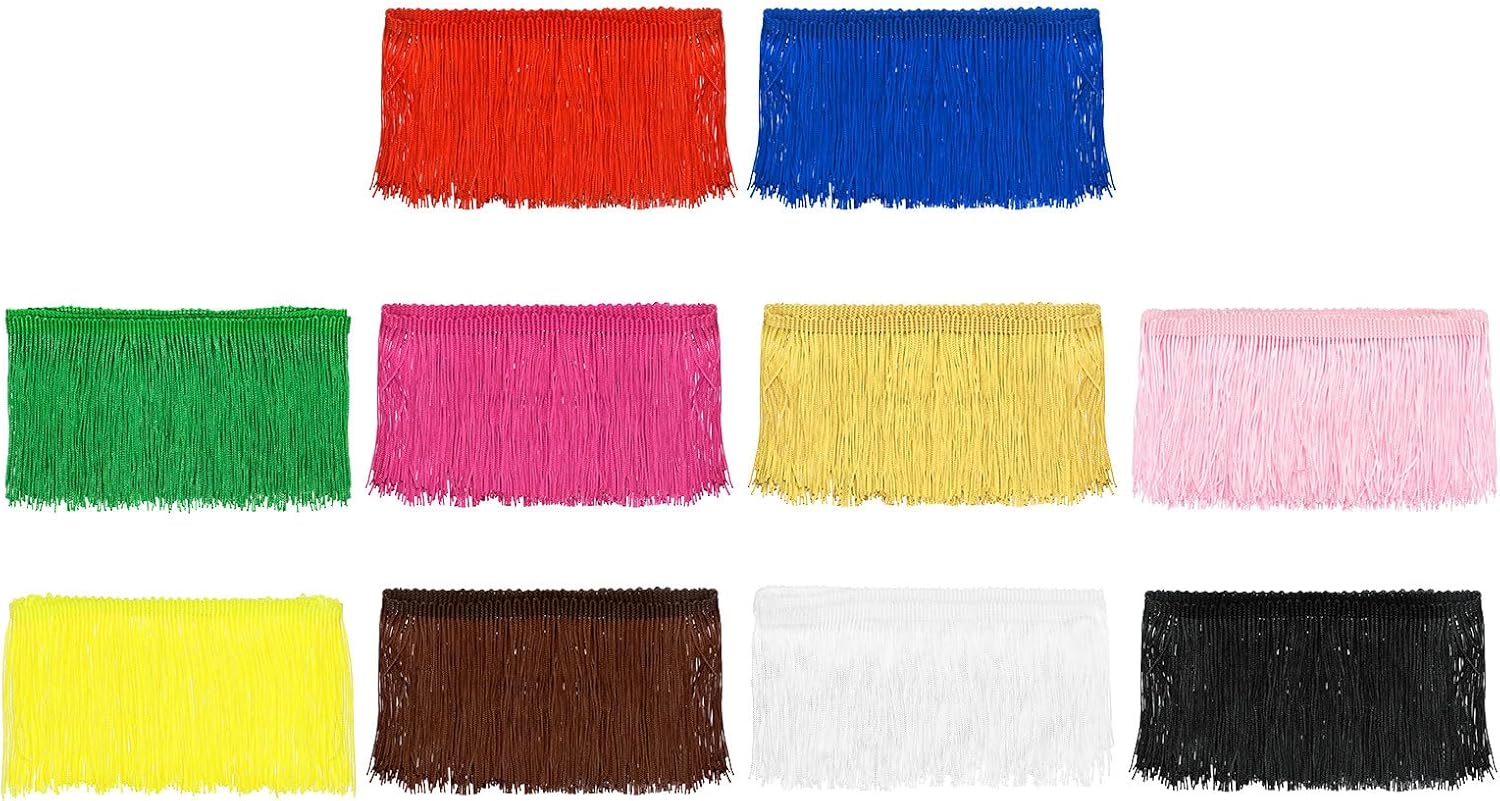 Amazon.com: uxcell 20 Yards 4 Inch Wide Chainette Fringe Trim Tassel ...
