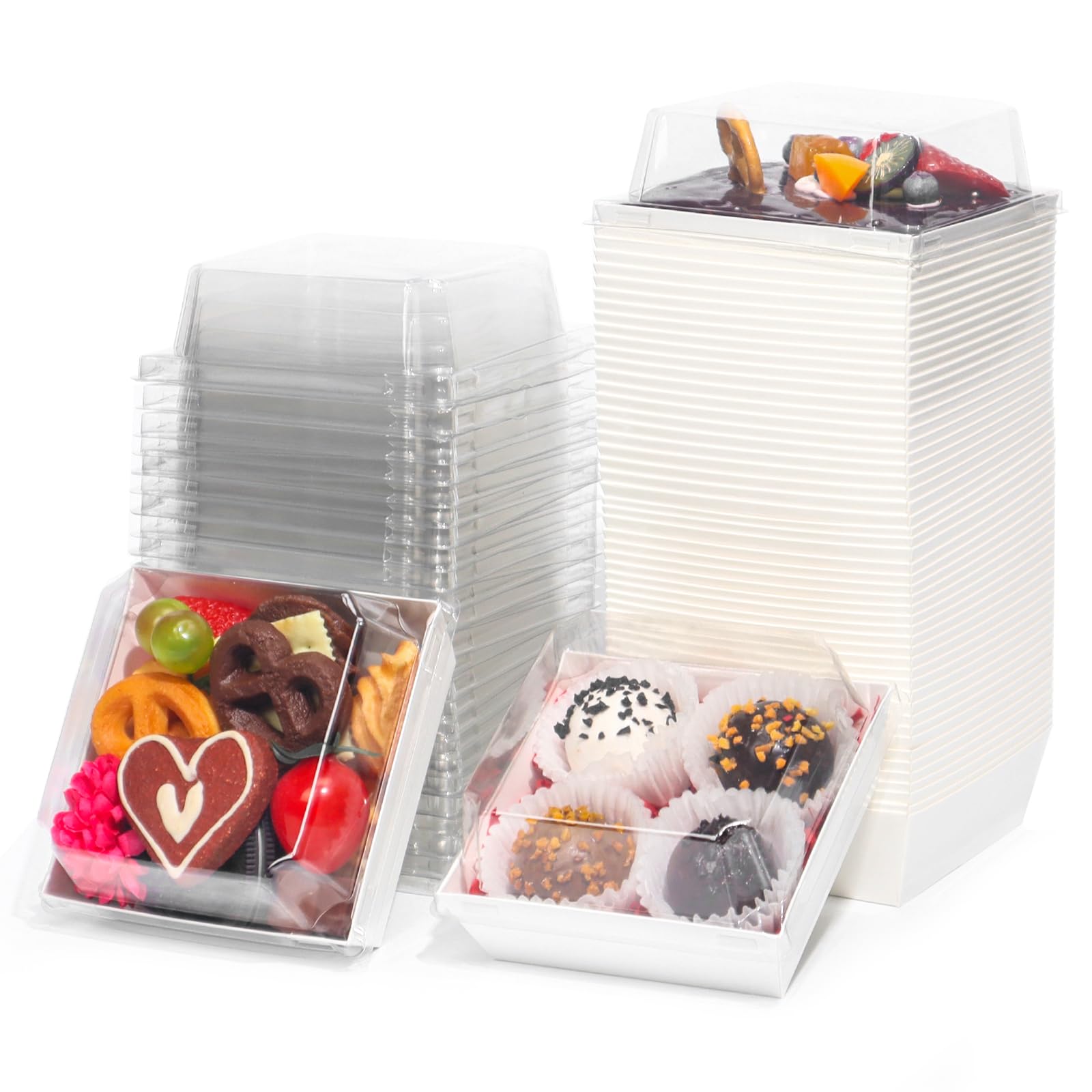 TEMLQPACK 100Pack 4 Inches Clear lids Bakery Boxes Bakery Boxes ...