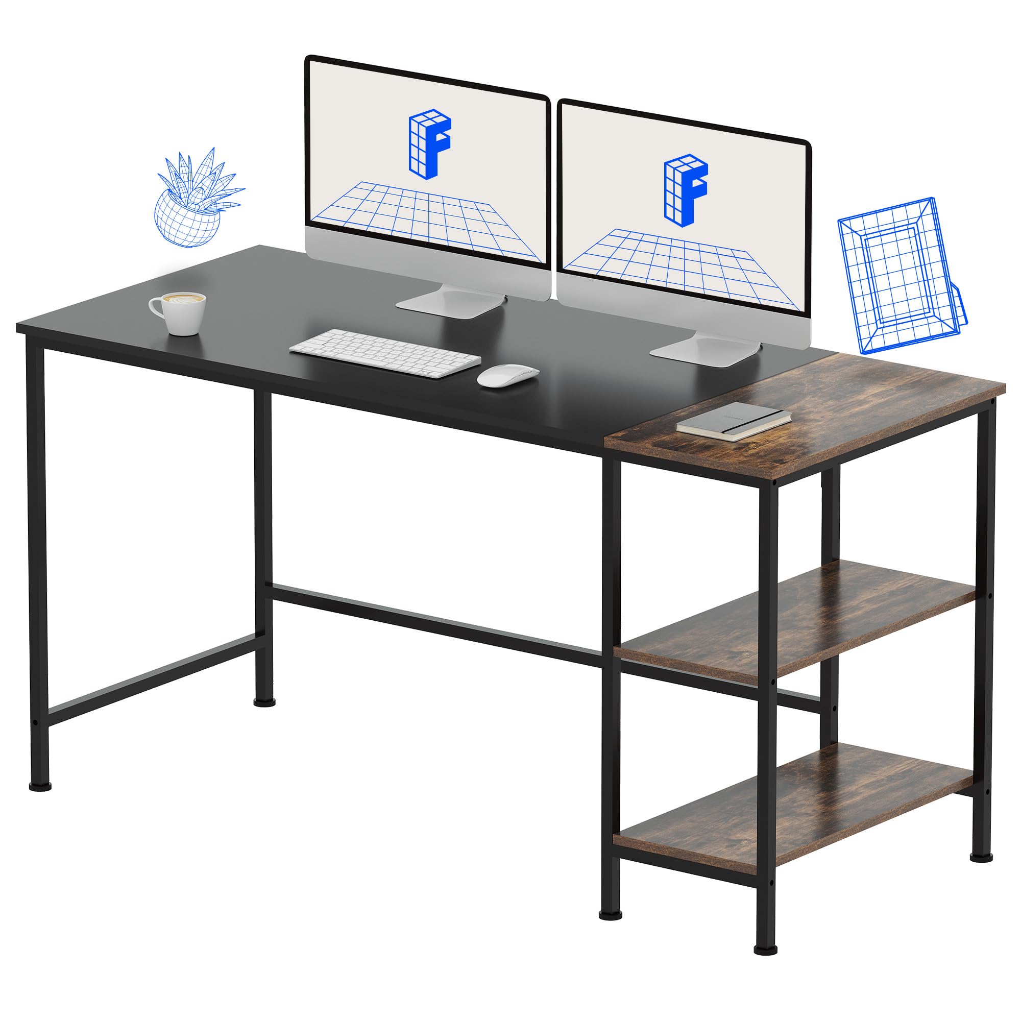 Amazon.com: FLEXISPOT 55 inch Computer Desk with Reversible Storage ...