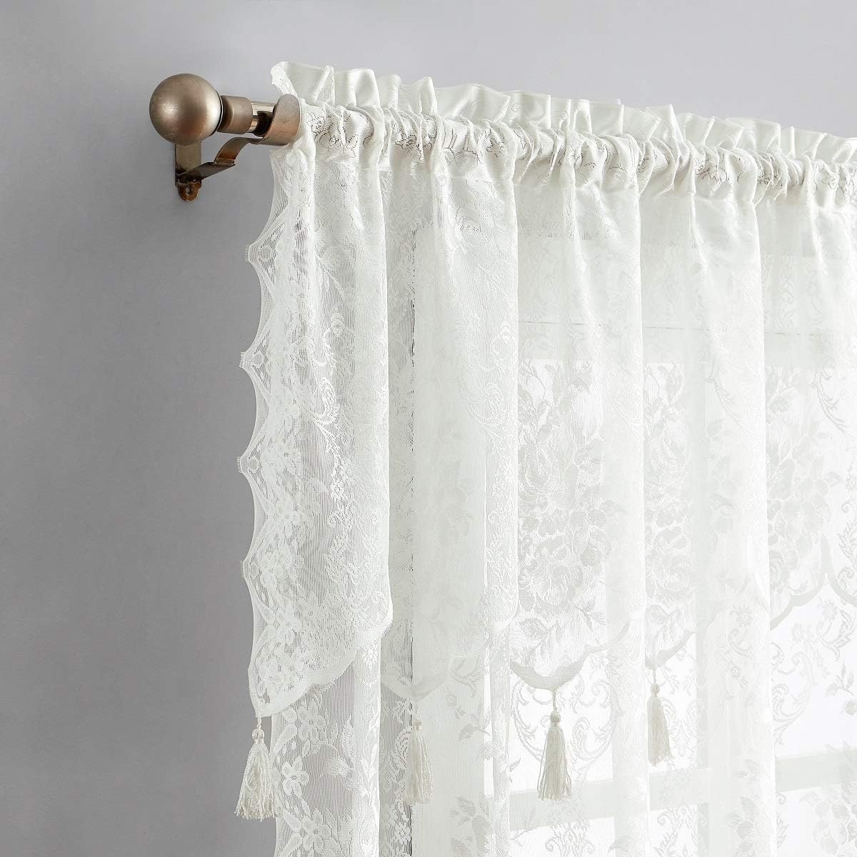 Amazon.com: Creative Linens Embroidered Lace Roses Floral Window ...