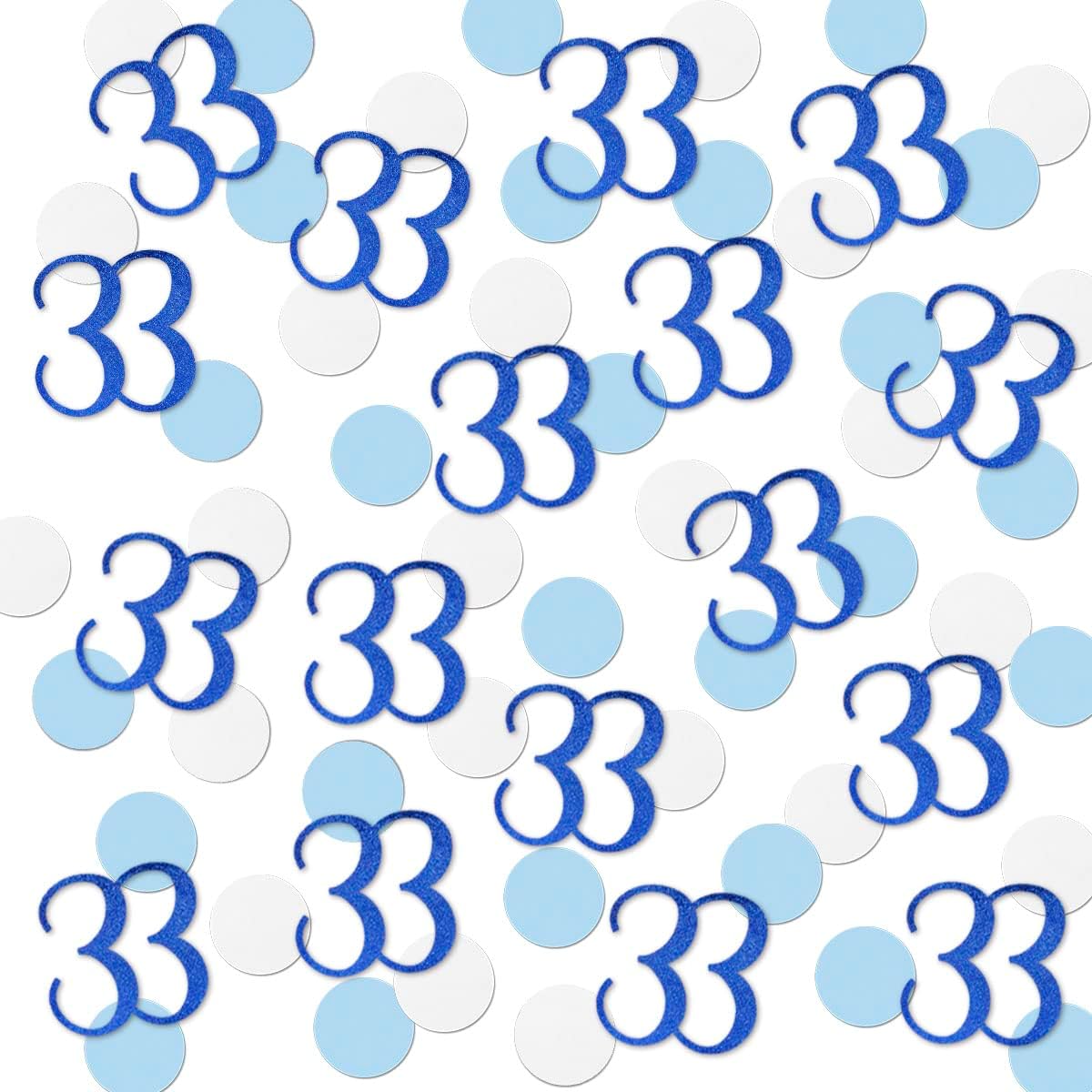 Amazon.com: Blue Glitter 33 Confetti, 33rd Birthday Number Confetti ...