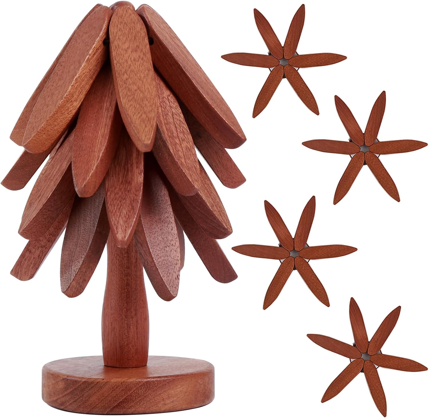 Amazon.com: Set of 4 Wooden Trivets Foldable Heat Resistant Pots and ...