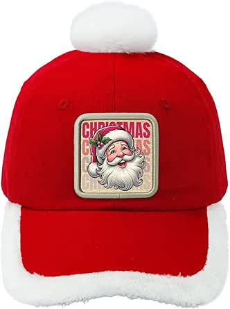 Amazon.com: Printed PU Leather Christmas Baseball Hat Christmas ...