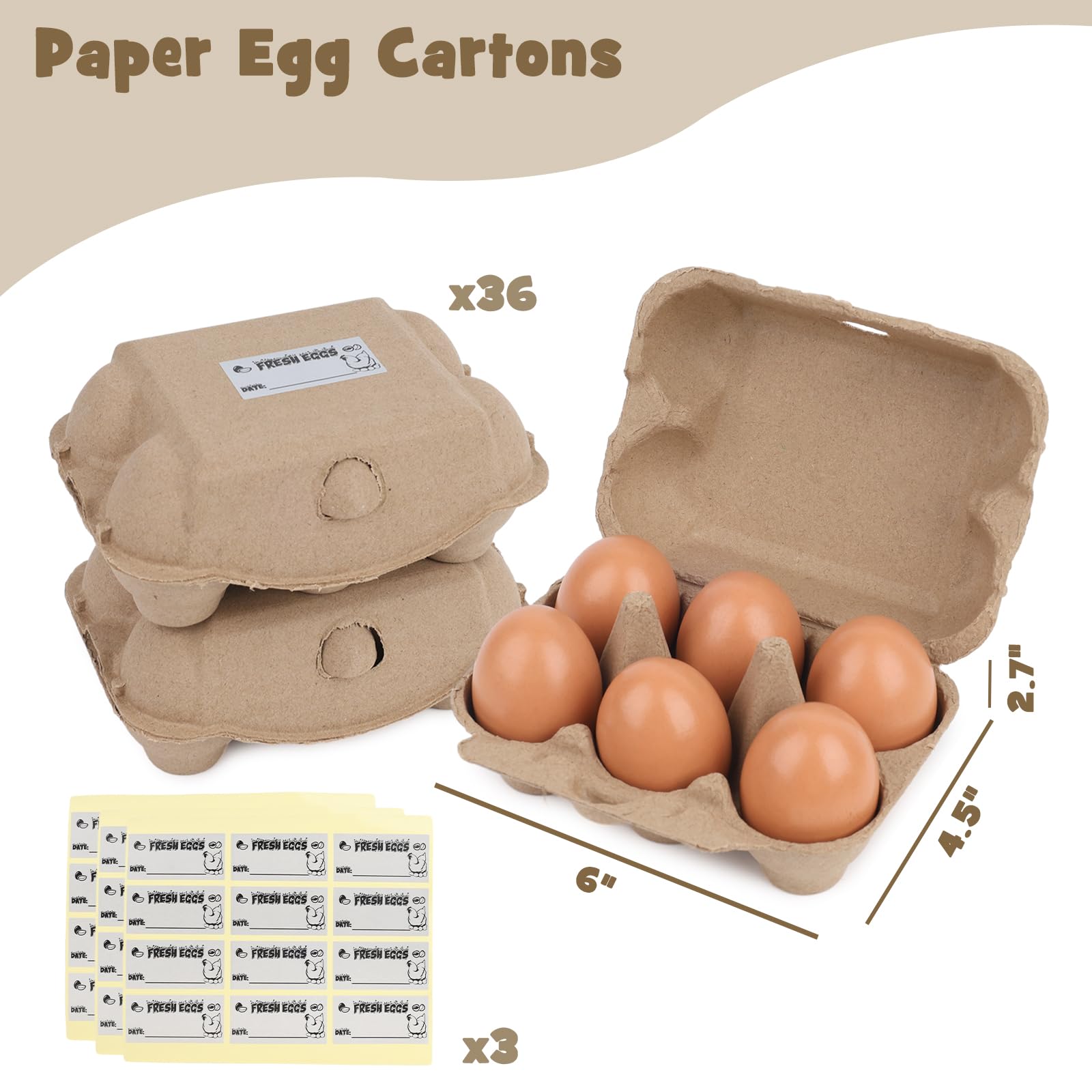 Snapklik.com : 36PCS Paper Egg Cartons, Pulp Egg Holder Half Dozen Egg ...