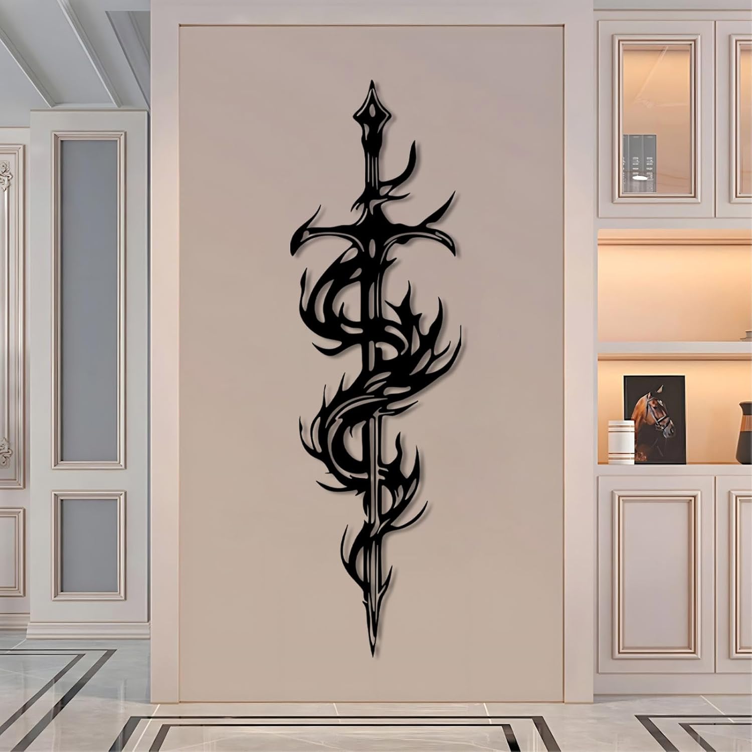Amazon.com: Sword Metal Wall Art, Sword with Flame Metal Wall Decor ...