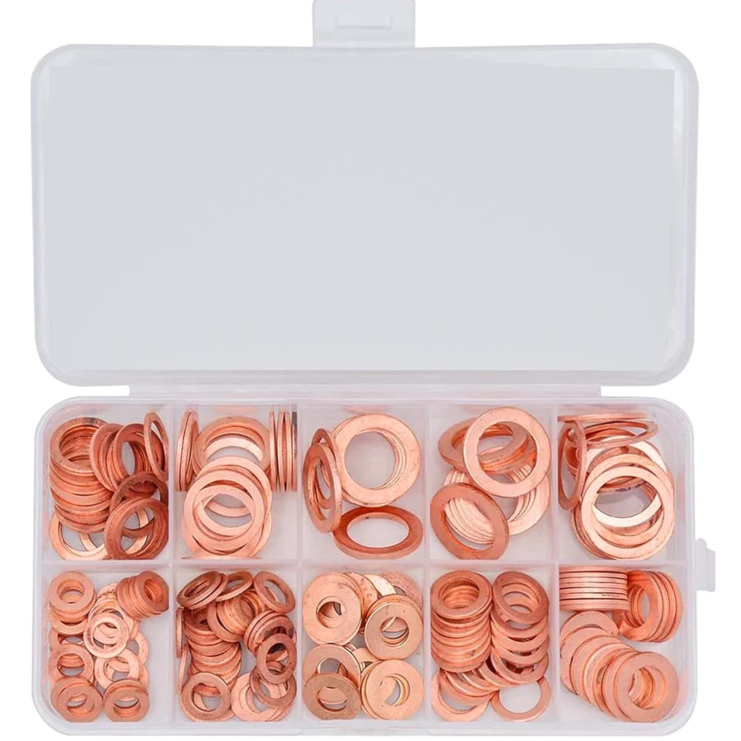 Copper Washer Assortment Set, 9 Style Size 200 PCS Copper Flat Washer ...