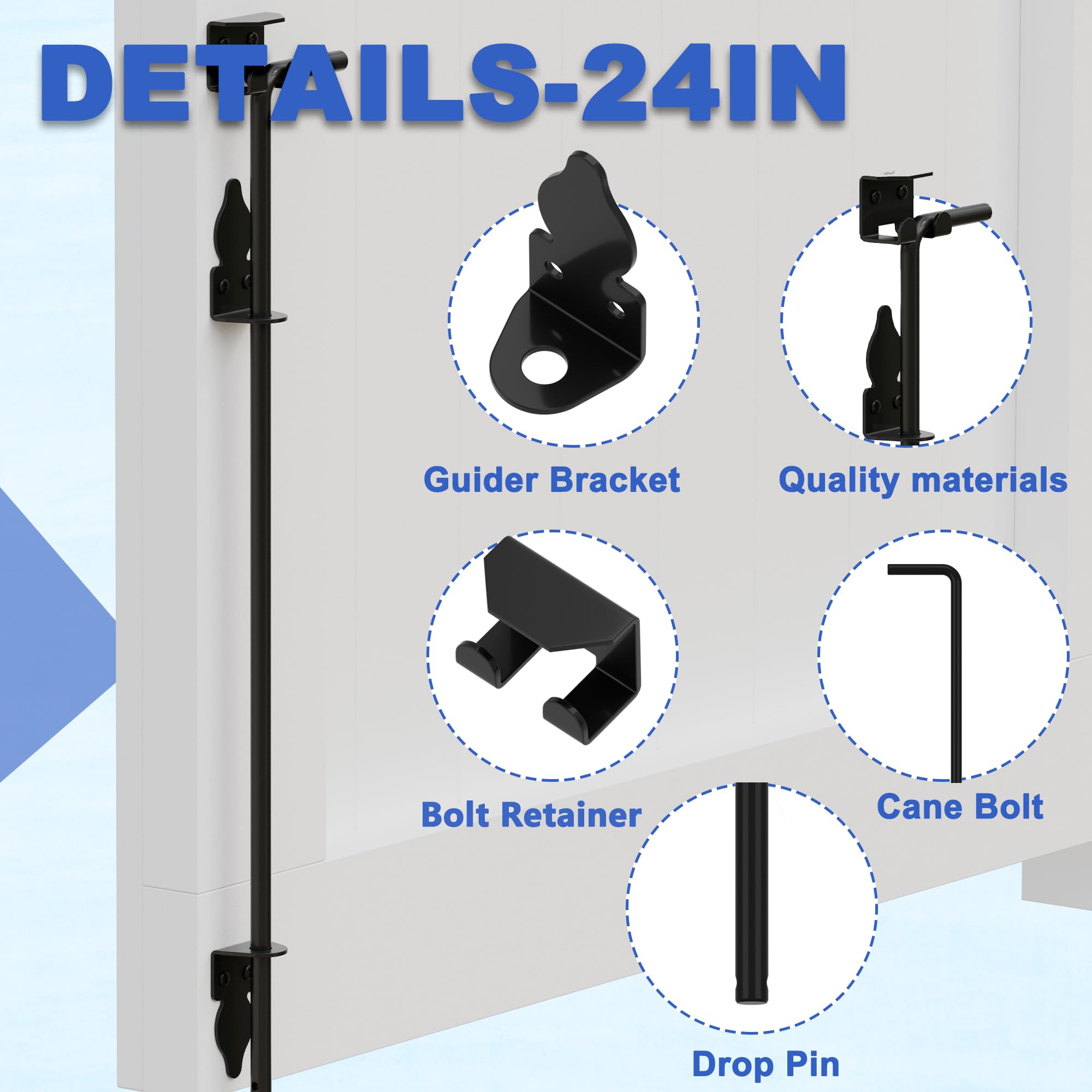 Snapklik.com : Heavy Duty Cane Bolt - 24" Gate Drop Rod For Vinyl Fence ...