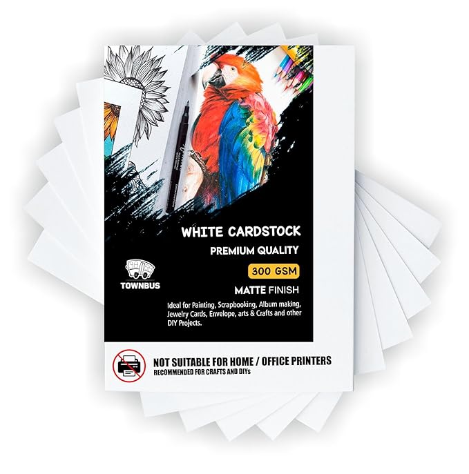 TOWNBUS - 25 Nos of White Matte Cardstock Paper | For Paintings, Arts ...