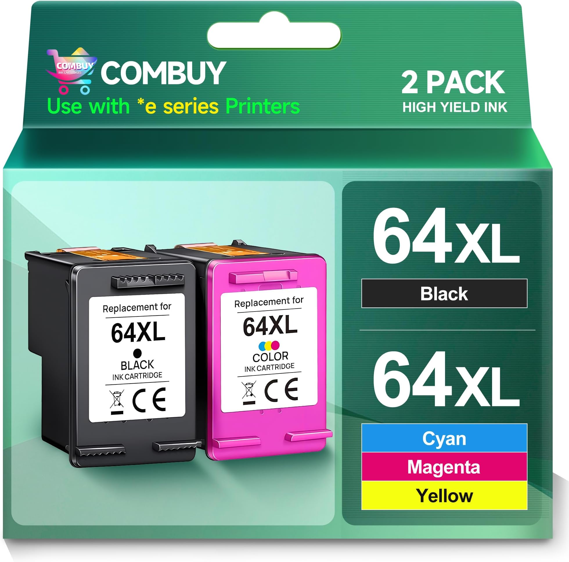 Amazon.com: 64XL Black/Tri-Color Ink Cartridges (2-Pack) for Ink 64 for ...