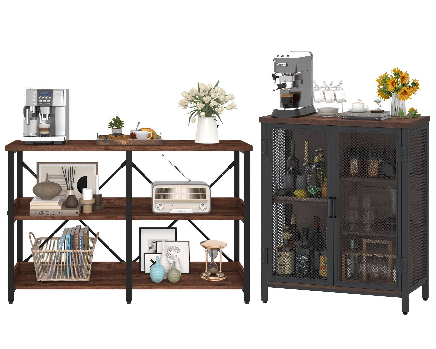 Amazon.com: BON AUGURE 3 Tier Rustic Console Table with Shelves and ...