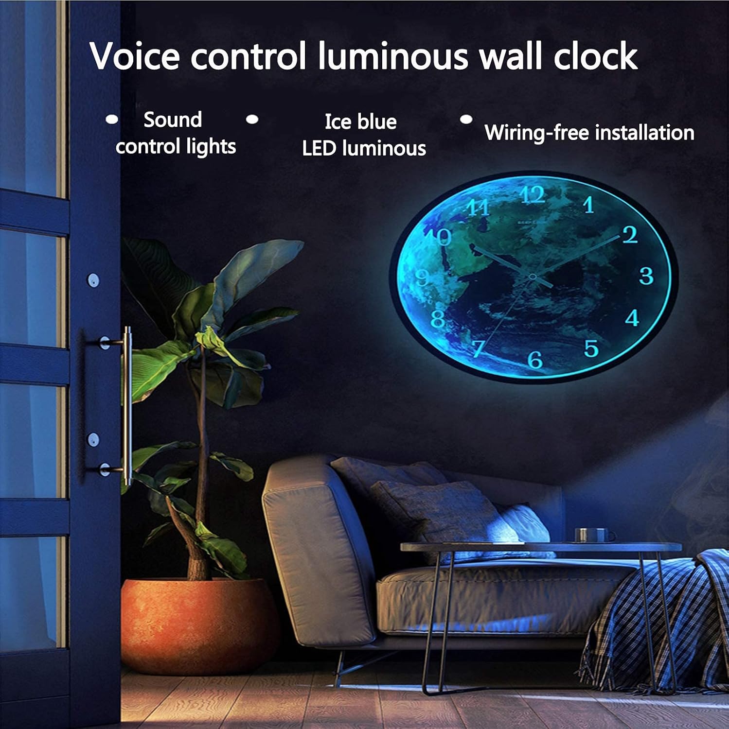 FBITE Reloj de pared que brilla en la pared pequeño silencioso sin tictac funciona con pilas ...