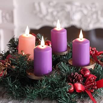Amazon.com: FPOO Battery Operated Advent Candles Purple and Pink ...