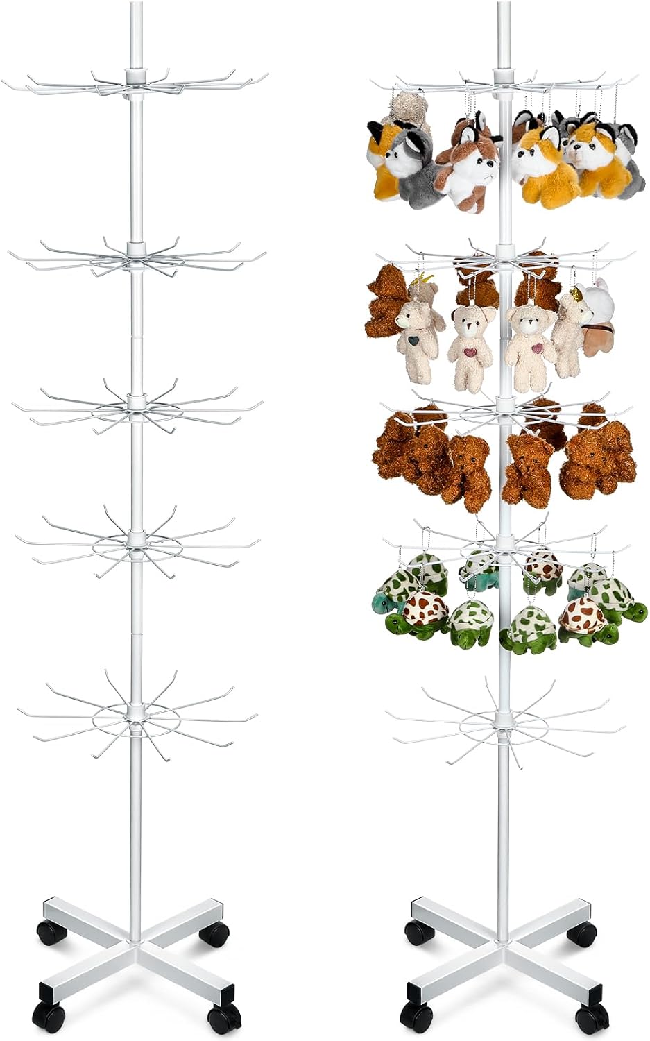 Amazon.com: Wesiti 5 Tier Spinning Metal Display Stand Rack with Hooks ...