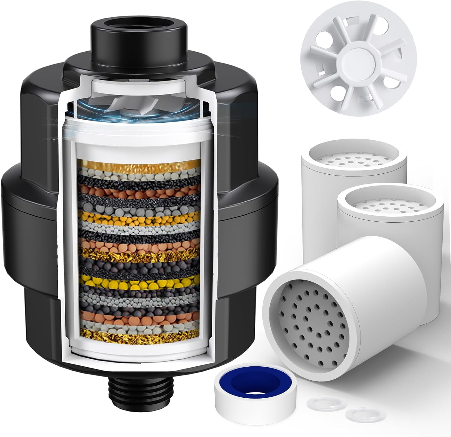 20-Stage Shower Head Filter-Shower Head Filter for Hard Water, with 3 ...
