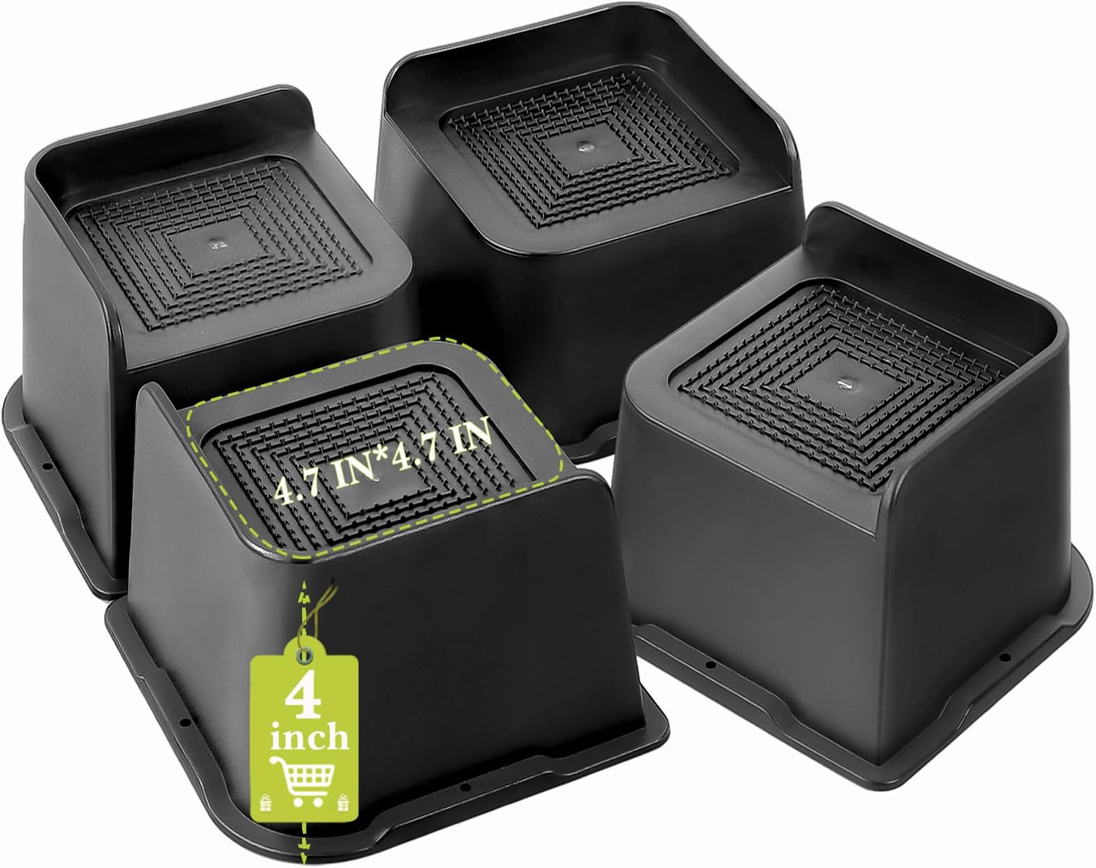 Amazon.com: DEDU Stackable Bed Risers 4 Inch Heavy Duty 8 Pack ...