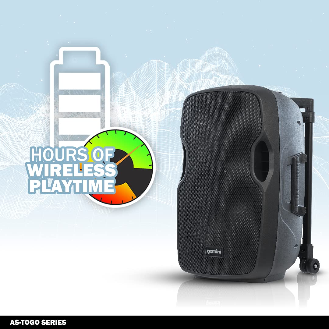 Gemini Sound AS-10TOGO Wireless Pro DJ Battery Powered Portable PA ...