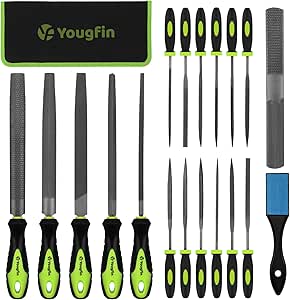 Yougfin 19 Pieces Metal & Rasp File Set, Includes 12 pcs Needle Files ...