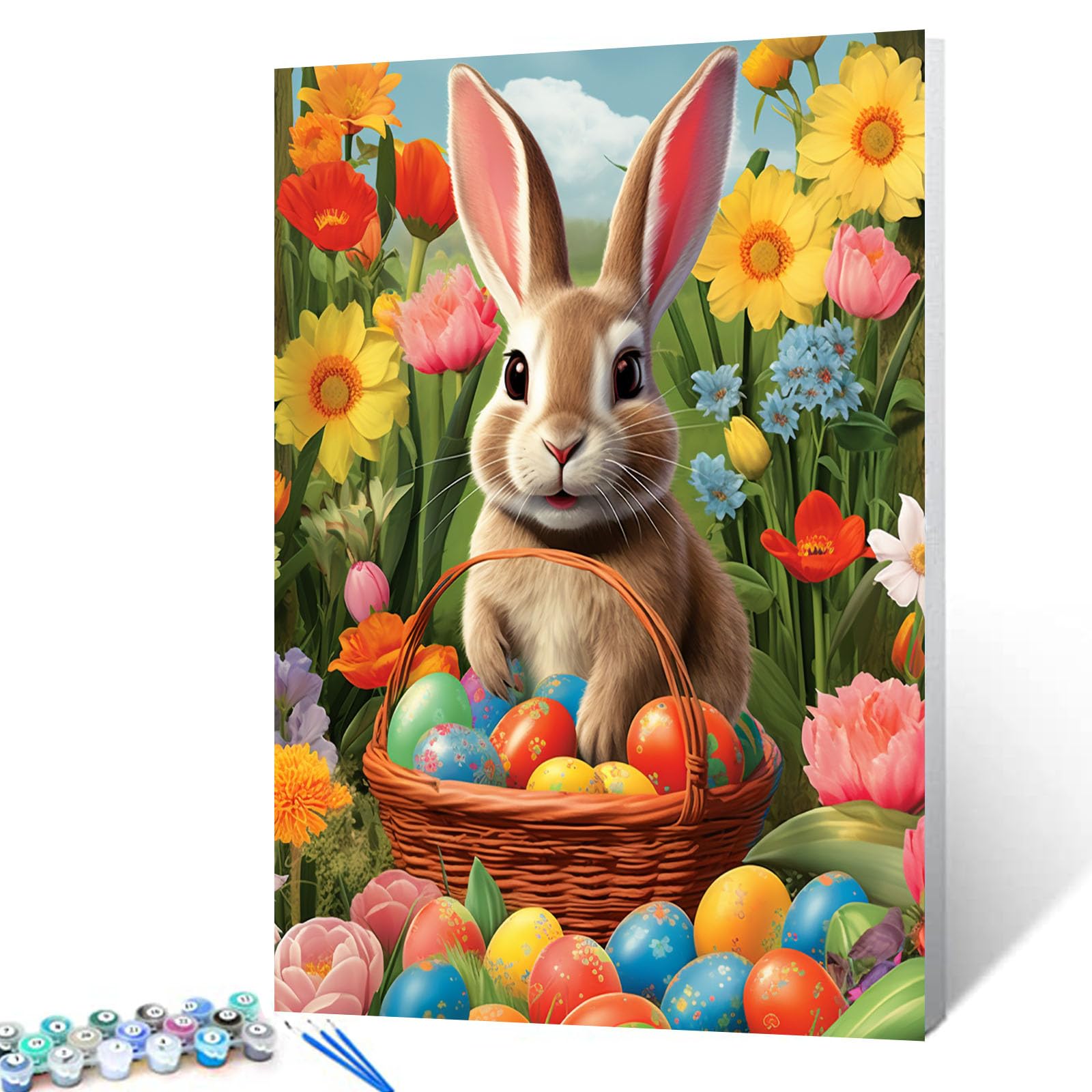 Amazon.com: Aihonmin Easter Bunny Paint by Number DIY Acrylic Painting ...