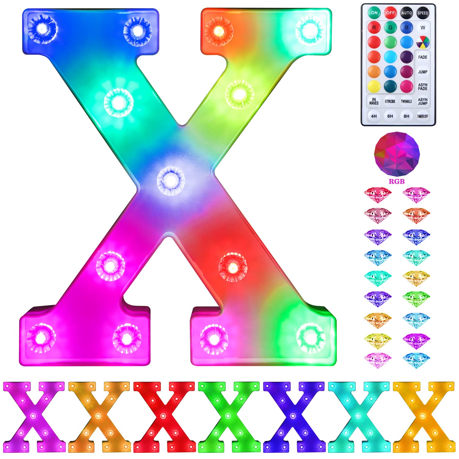 Colorful Light up Letters Led Marquee Letter Lights with Remote 18 ...