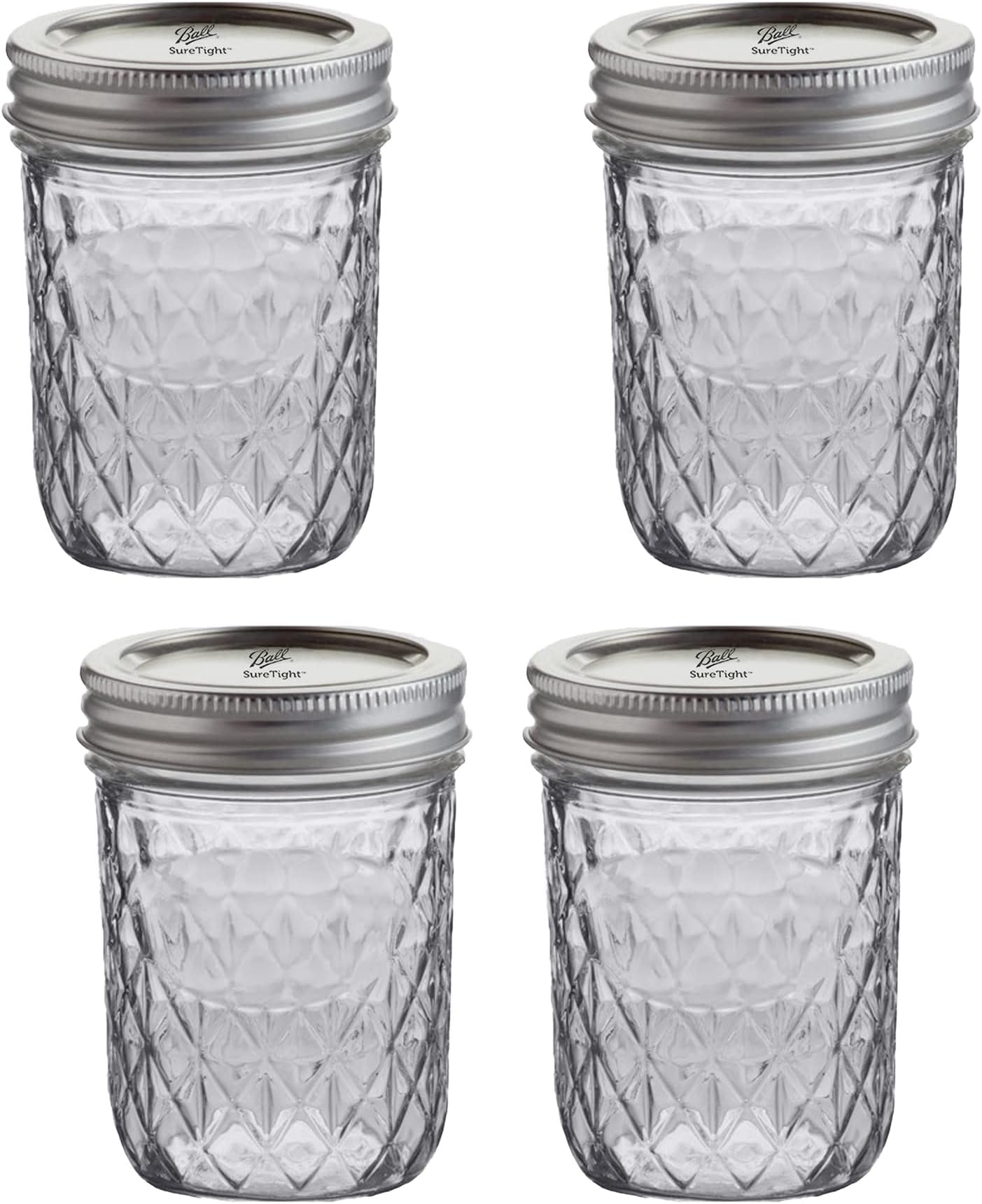 Amazon.com: Ball Mason 8oz Quilted Jelly Jars with Lids and Bands, Set ...