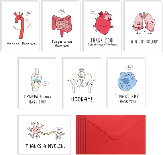 Amazon.com : Chiisong 24 Sets Funny Nurse Thank You Cards Nurse Pun ...