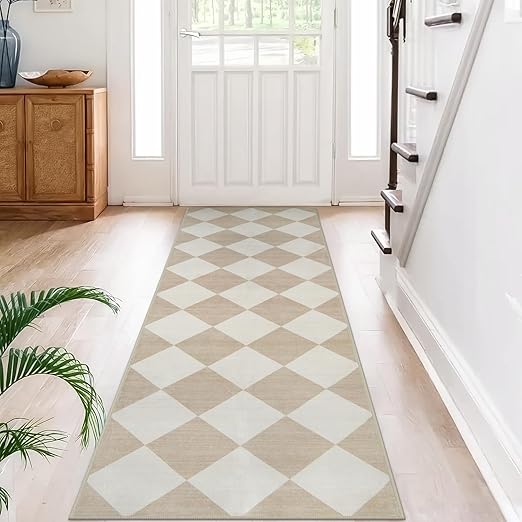Amazon.com: Beeiva Checkered Print Carpet Runners for Hallway 6ft ...