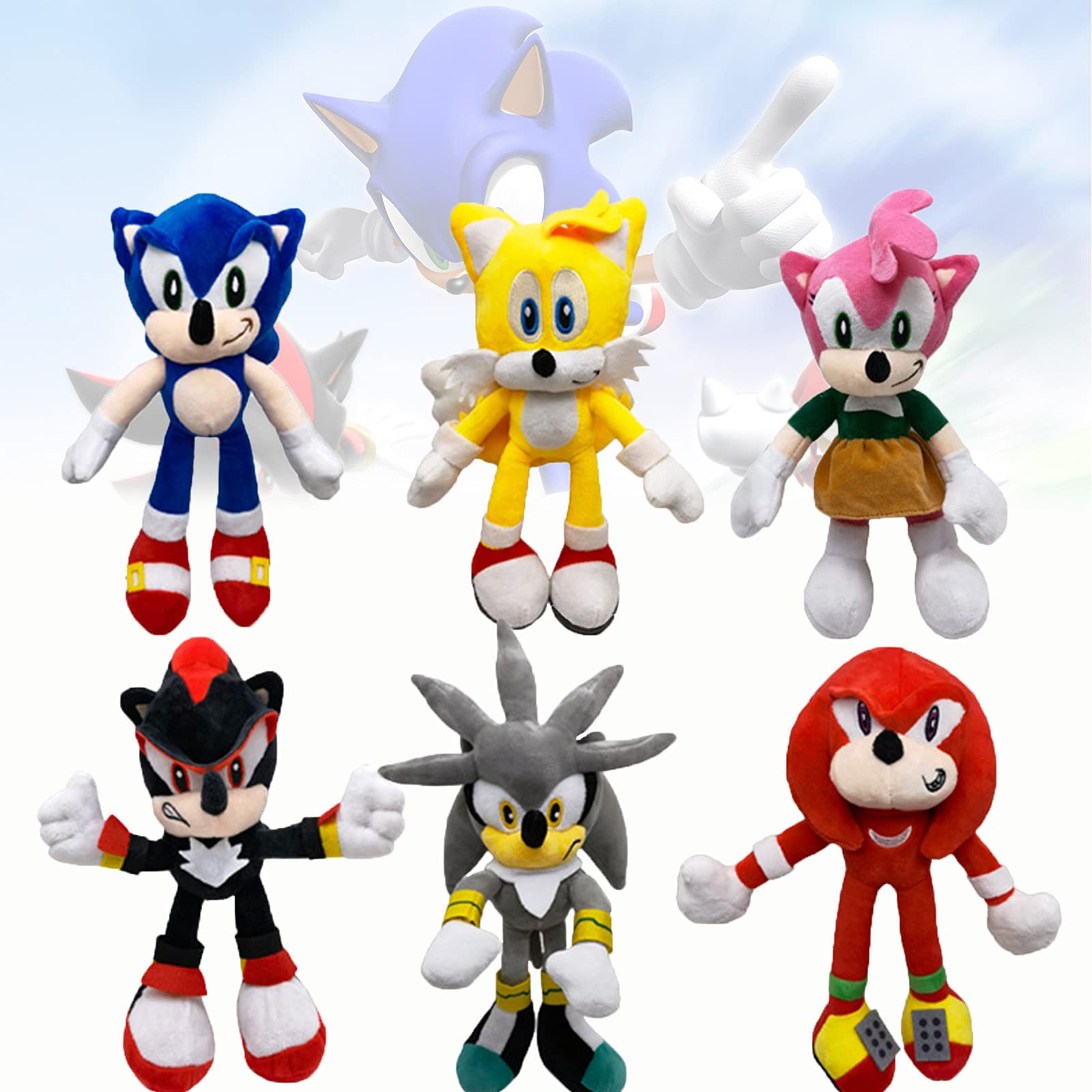 Buy 6 Pcs 27 cm/10.62” Sonic Plush Set, Super Sonic Amy Rose Knuckles ...