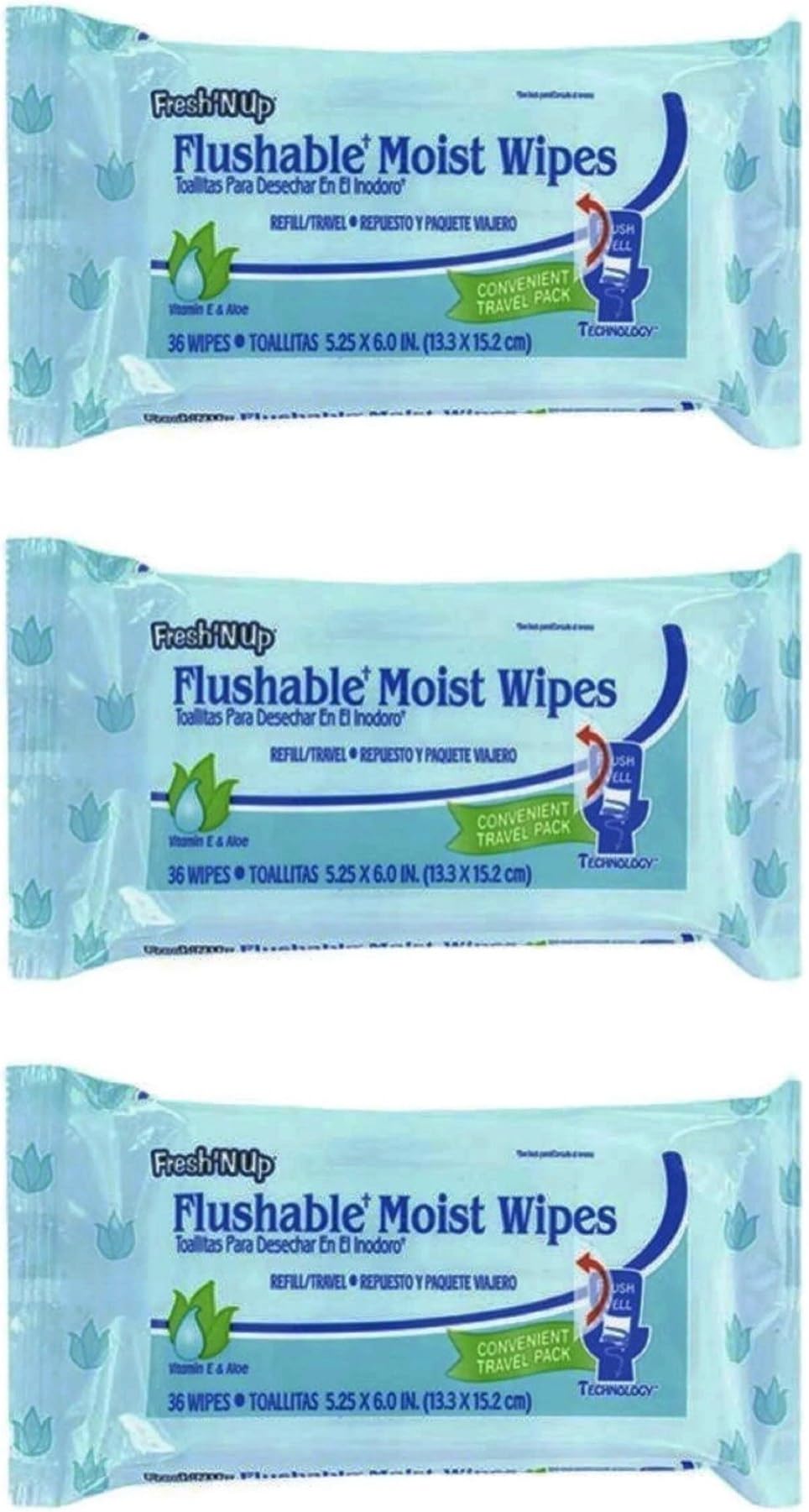 Amazon.com: Fresh' N Up Flushable Moist Wipes with Vitamin E & Aloe ...