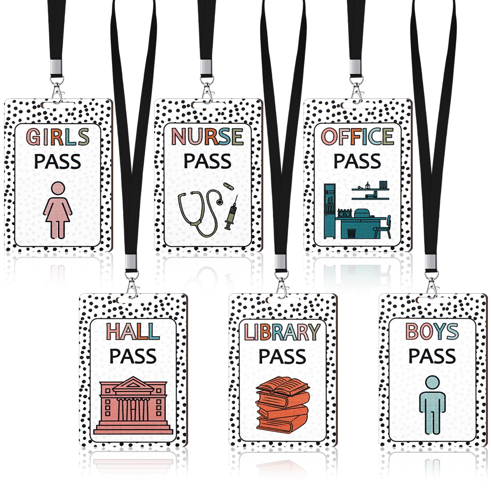 Amazon.com: Sabary 6 Sets Hall Pass Lanyards and School Passes Set ...
