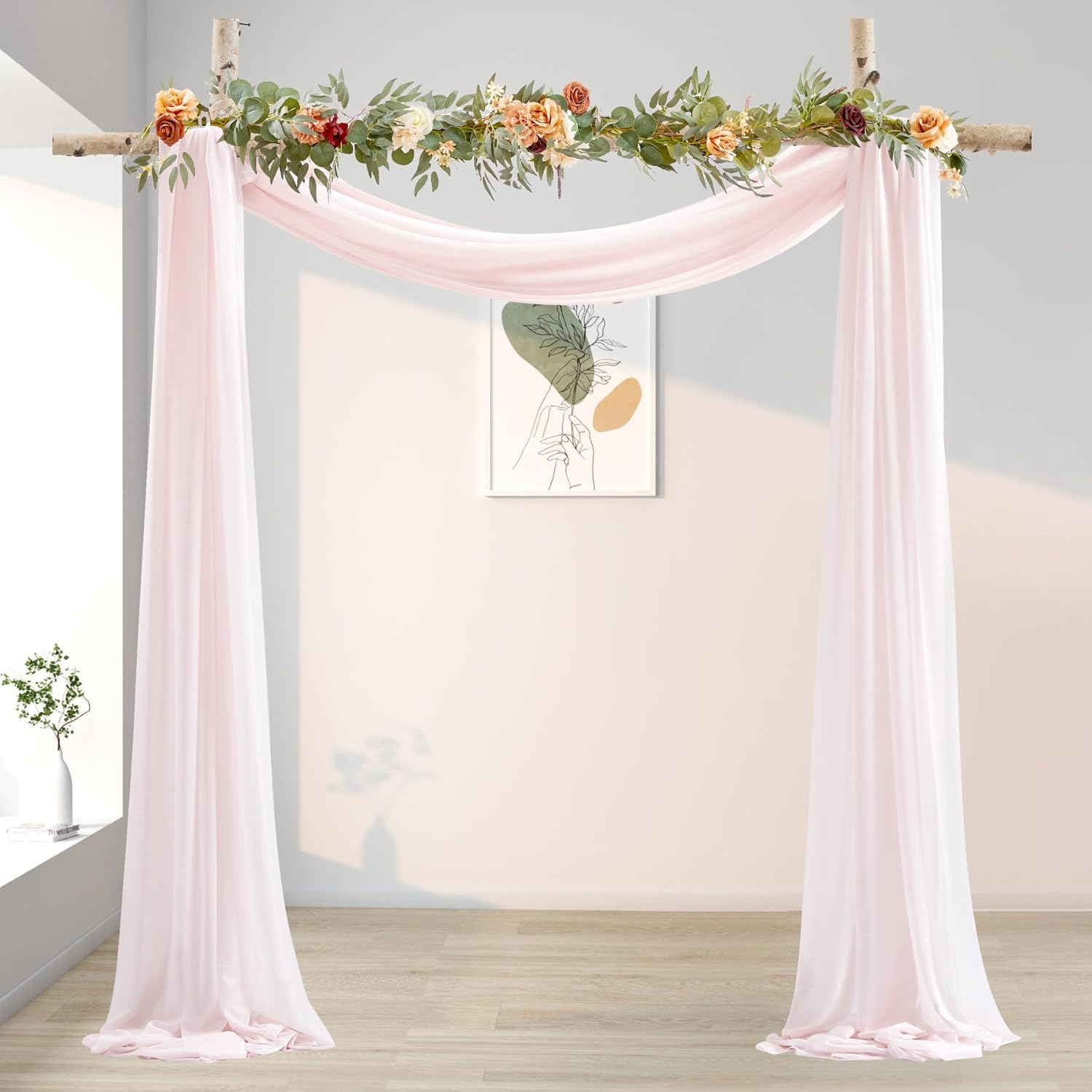 Amazon.com: 30" x 20Ft Wedding Arch Draping Fabric, 1 Panel Blush Sheer ...