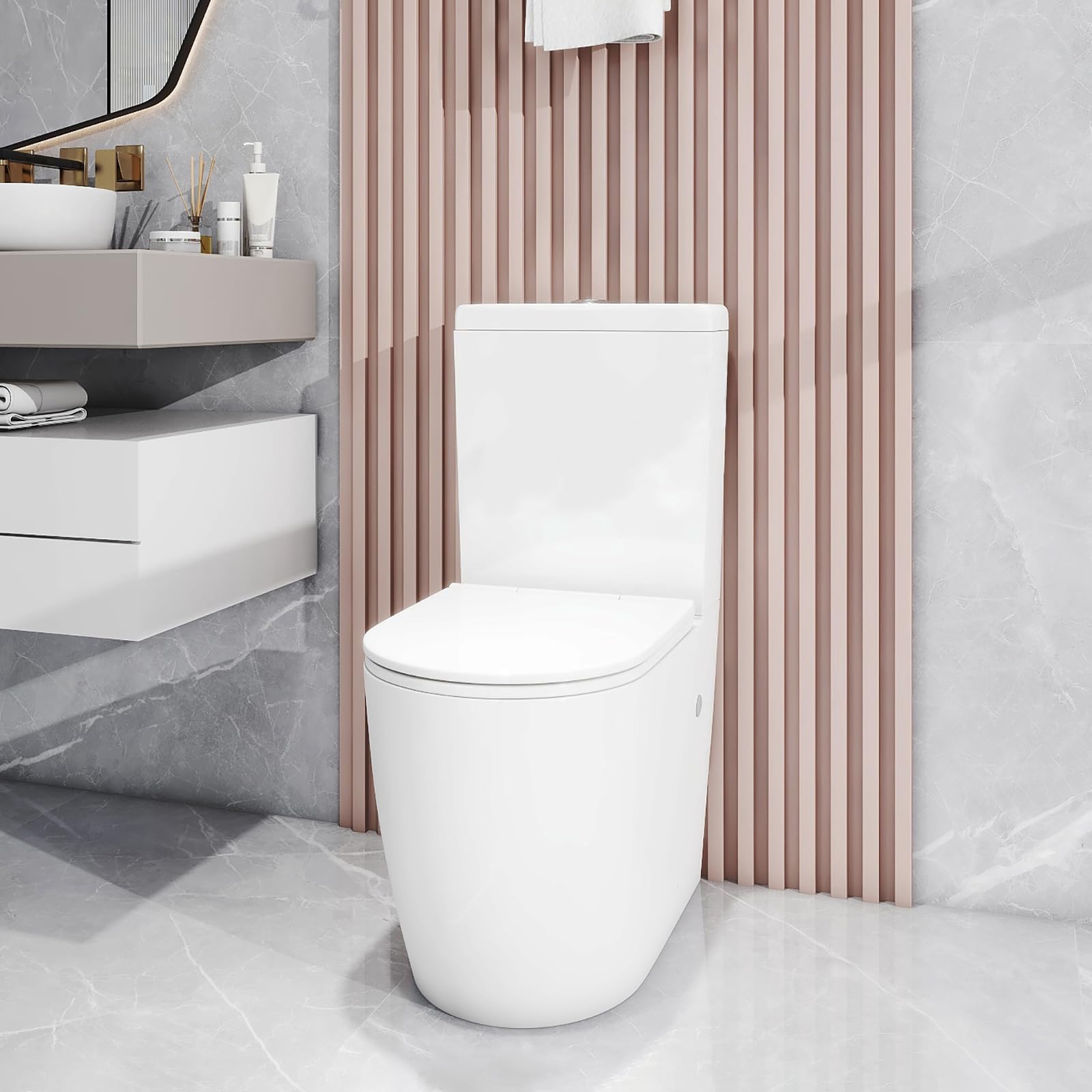 Buy Comfort Height Close Coupled Toilet Back to Wall High Bathroom ...