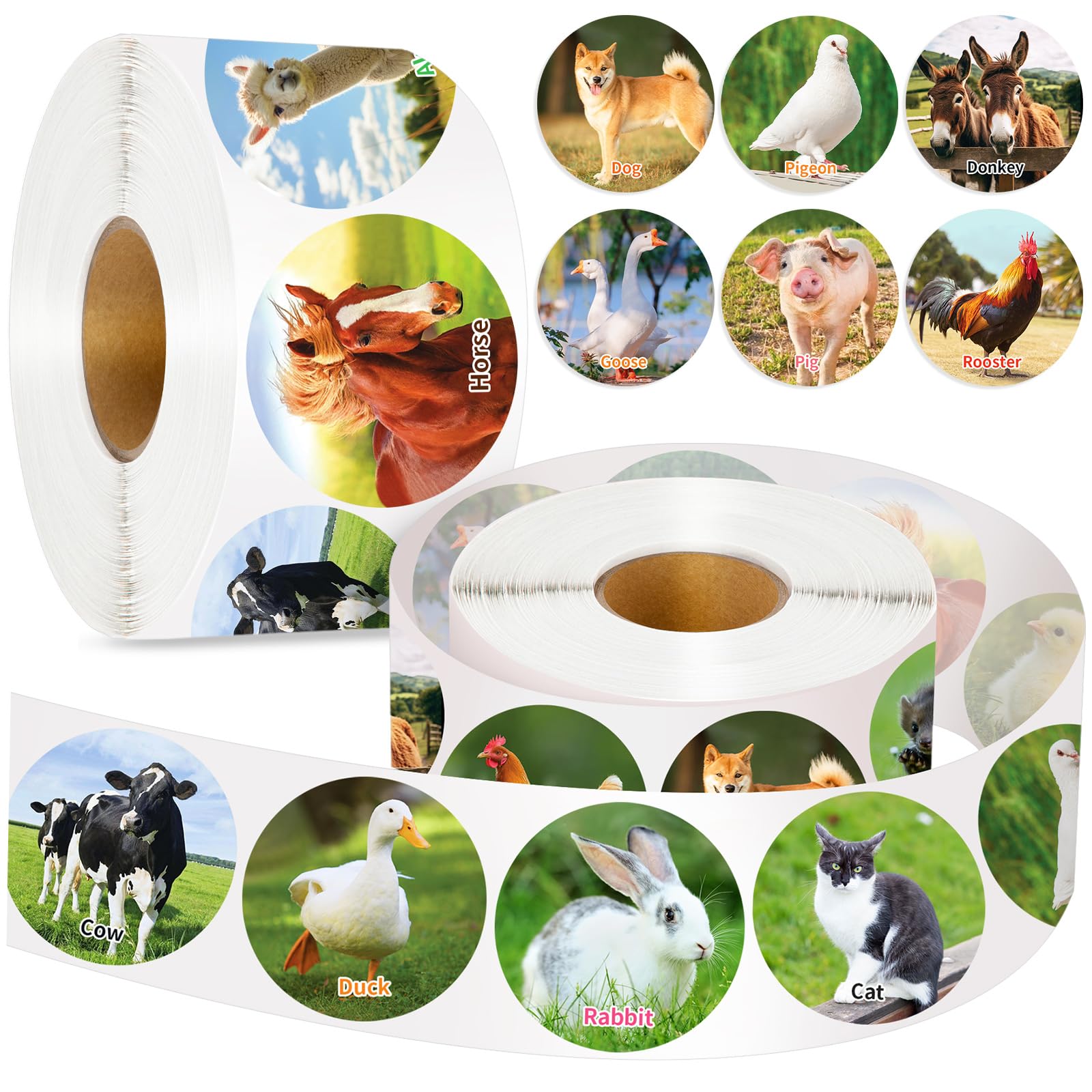Amazon.com : 1200 Pcs Farm Animal Stickers for Kids 2 Roll Nature ...