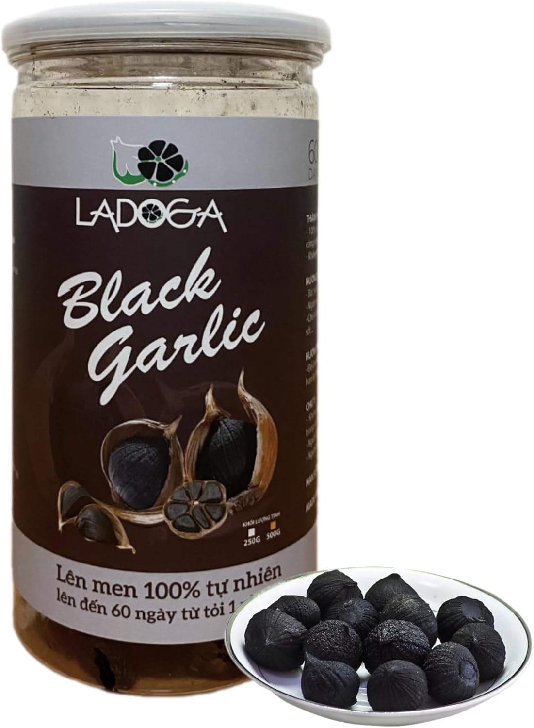 Amazon | 皮なし - むき黒にんにく 500g 60日長期 熟成 発酵 ベトナム産 無添加 一片種 黒ニンニク (500gx1個) | LADOGA Black Garlic (ラドガ ...